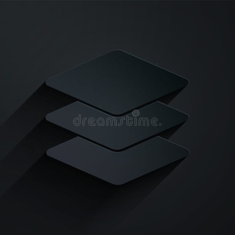 Paper Cut Layers Icon Isolated on Black Background. Paper Art Style ...