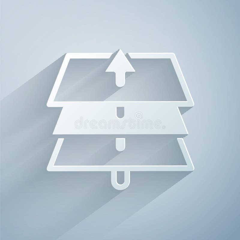 Paper Cut Layers Icon Isolated on Grey Background. Paper Art Style ...