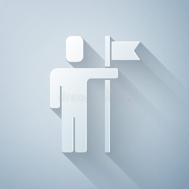 Paper Cut Leader of a Team of Executives Icon Isolated on Grey ...