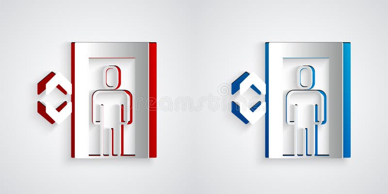 Paper Cut Lift Icon Isolated on Grey Background. Elevator Symbol. Paper ...