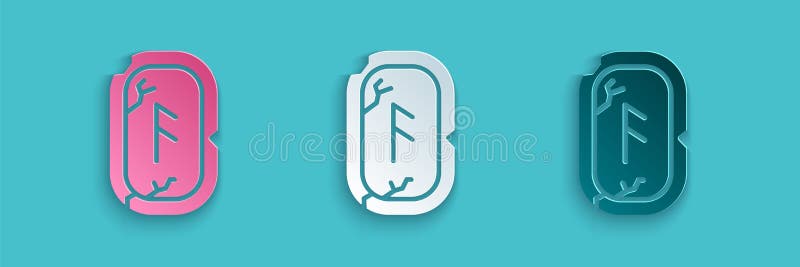 Paper Cut Magic Runes Icon Isolated on Blue Background. Paper Art Style ...
