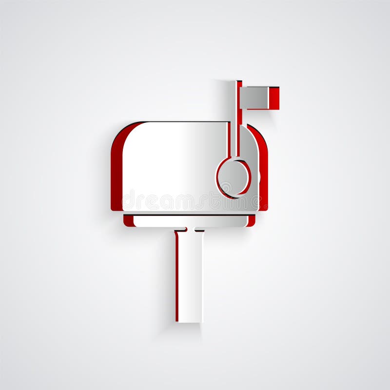 Paper Cut Mail Box Icon Isolated on Grey Background. Mailbox Icon. Mail ...