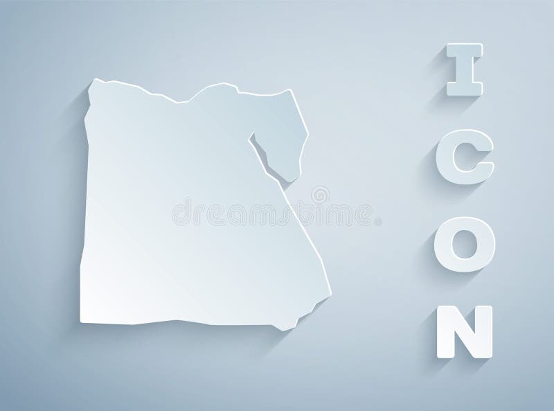 Paper Cut Map of Egypt Icon Isolated on Grey Background. Paper Art ...