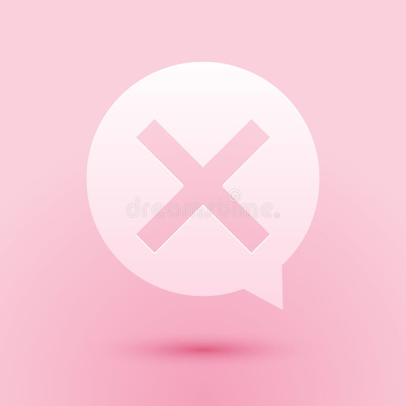 Paper Cut X Mark, Cross in Circle Icon Isolated on Pink Background ...