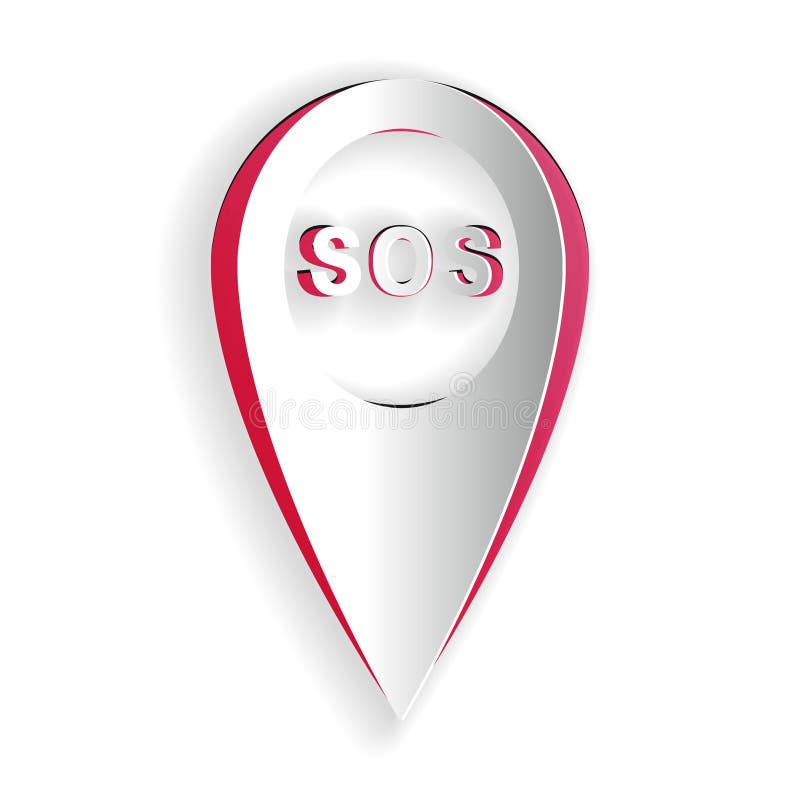 Paper Cut SOS Call Icon Isolated on White Background. 911, Emergency ...
