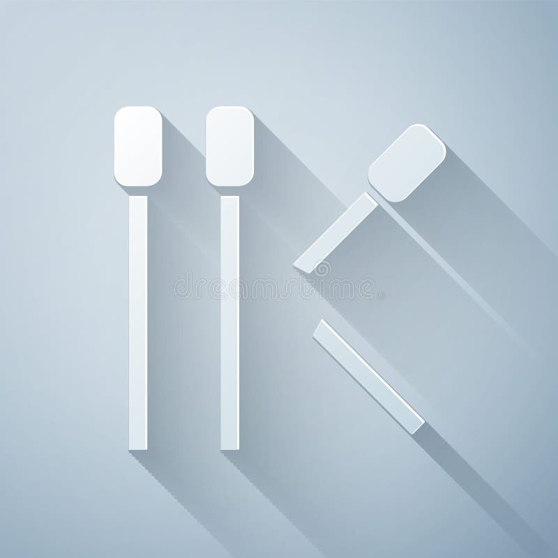 Paper Cut Matches Icon Isolated on Grey Background. Paper Art Style ...