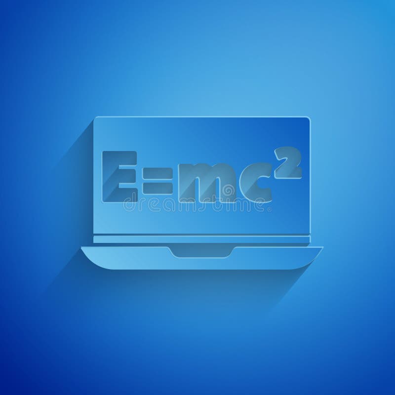 Paper Cut Math System of Equation Solution on Laptop Icon Isolated on ...