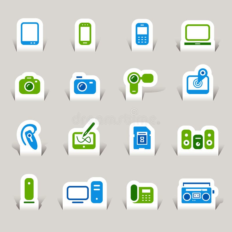 Paper Cut - Media Icons stock vector. Illustration of memory - 27426248