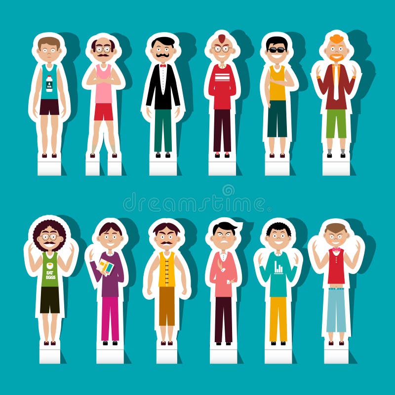 Paper Cut Men Set. Vector People Avatar Stock Vector - Illustration of ...