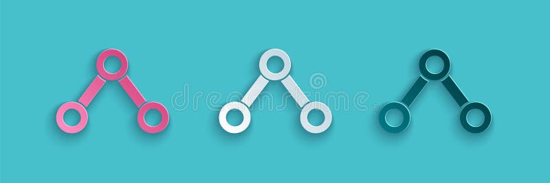 Paper Cut Molecule Icon Isolated on Blue Background. Structure of ...
