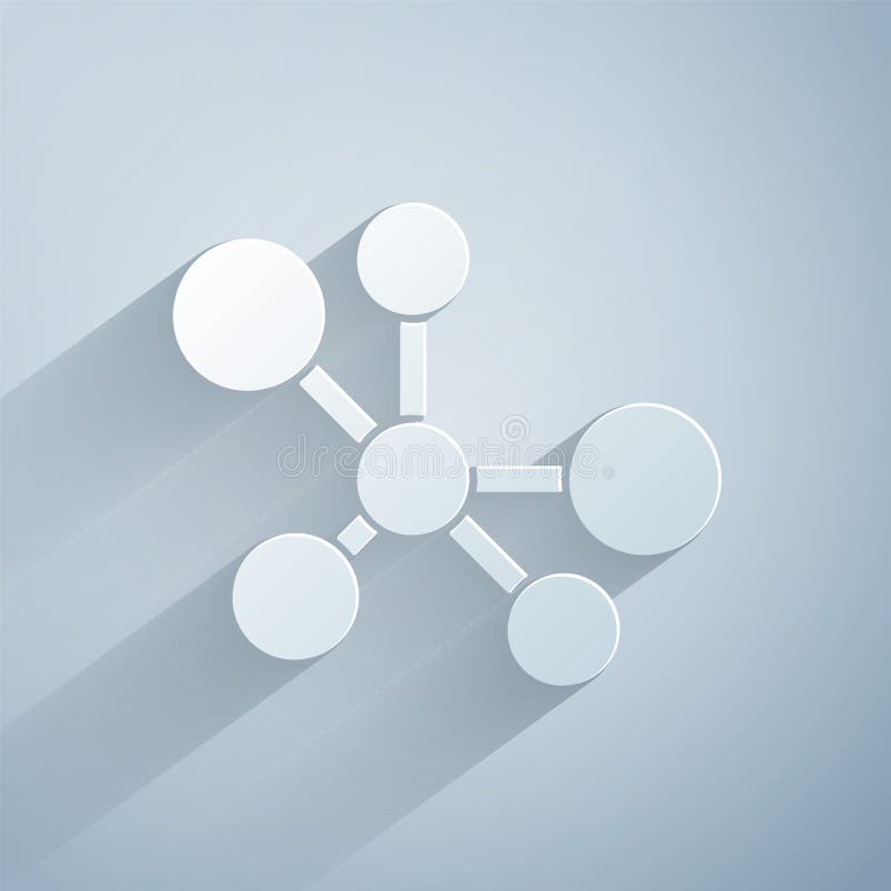 Paper Cut Molecule Icon Isolated on Grey Background. Structure of ...