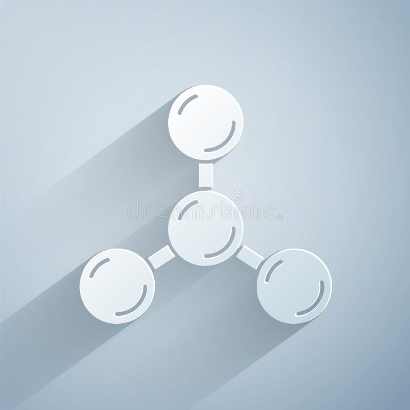 Paper Cut Molecule Icon Isolated on Grey Background. Structure of ...