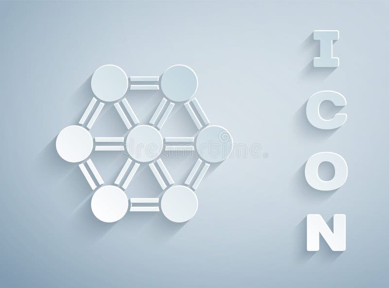Paper Cut Molecule Icon Isolated on Grey Background. Structure of ...