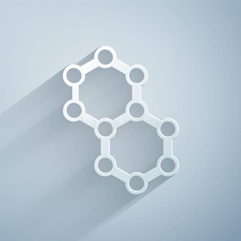 Paper Cut Molecule Icon Isolated on Grey Background. Structure of ...