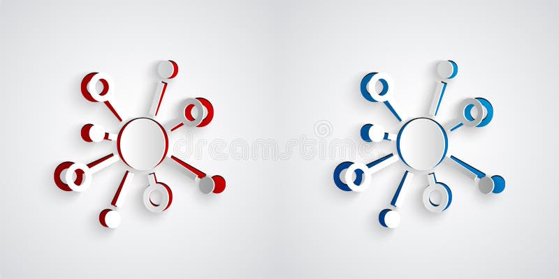 Paper Cut Molecule Icon Isolated on Grey Background. Structure of ...