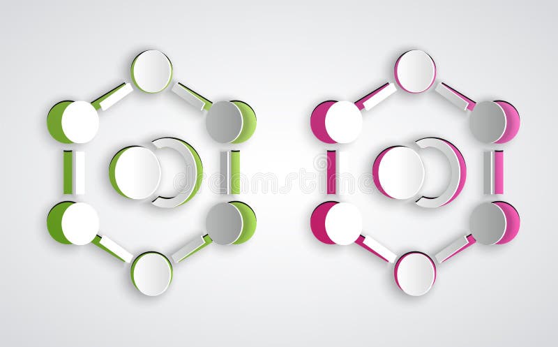 Paper Cut Molecule Icon Isolated on Grey Background. Structure of ...