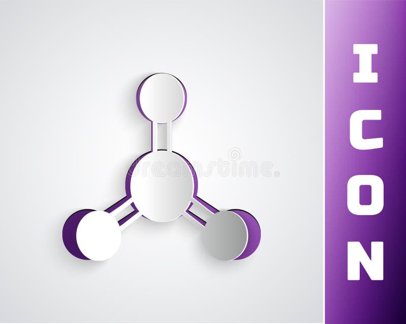 Paper Cut Molecule Icon Isolated on Grey Background. Structure of ...