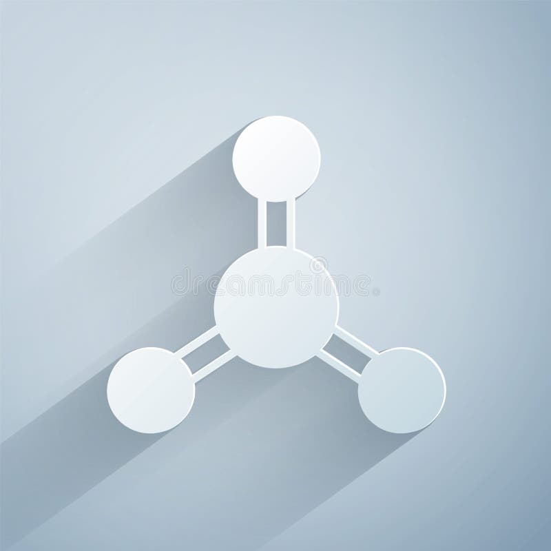 Paper Cut Molecule Icon Isolated on Grey Background. Structure of ...