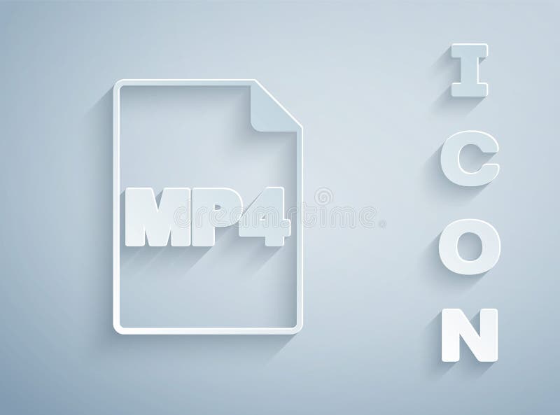 Paper Cut MP4 File Document. Download Mp4 Button Icon Isolated on Grey ... Paper Cut MP4 File Document. Download Mp4 Button Icon Isolated on Grey ...