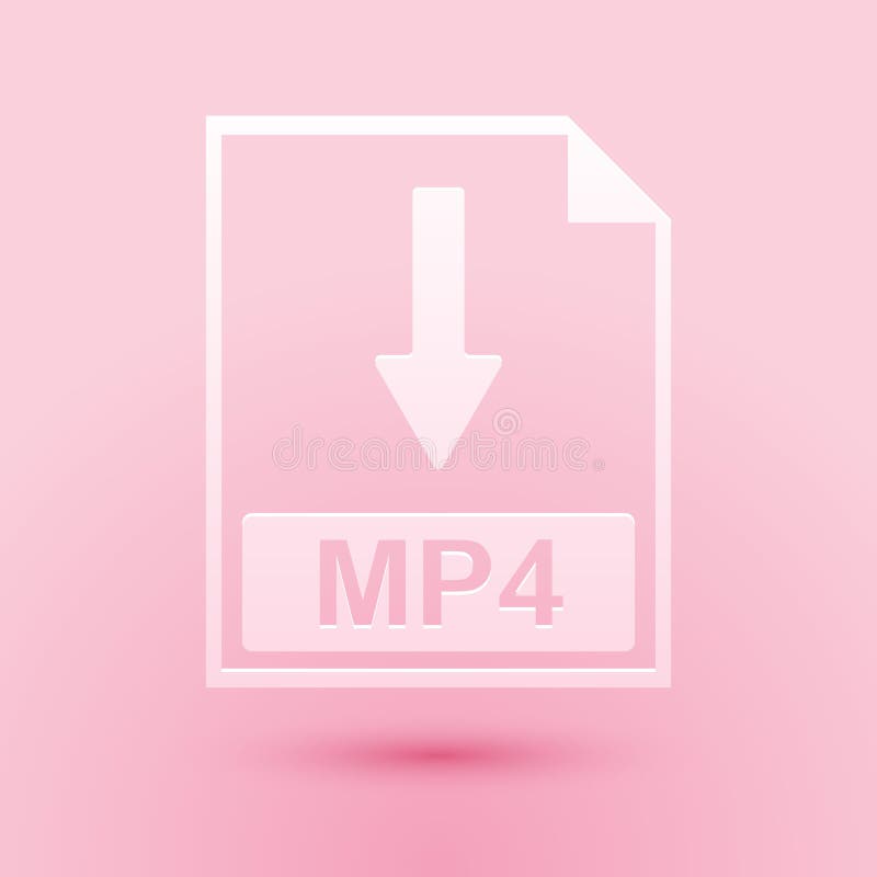 Paper Cut MP4 File Document Icon. Download MP4 Button Icon Isolated on ...