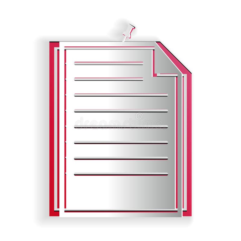 Paper Cut Note Paper with Pinned Pushbutton Icon Isolated on White ...