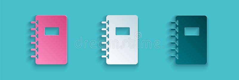 Paper Cut Notebook Icon Isolated on Blue Background. Spiral Notepad ...