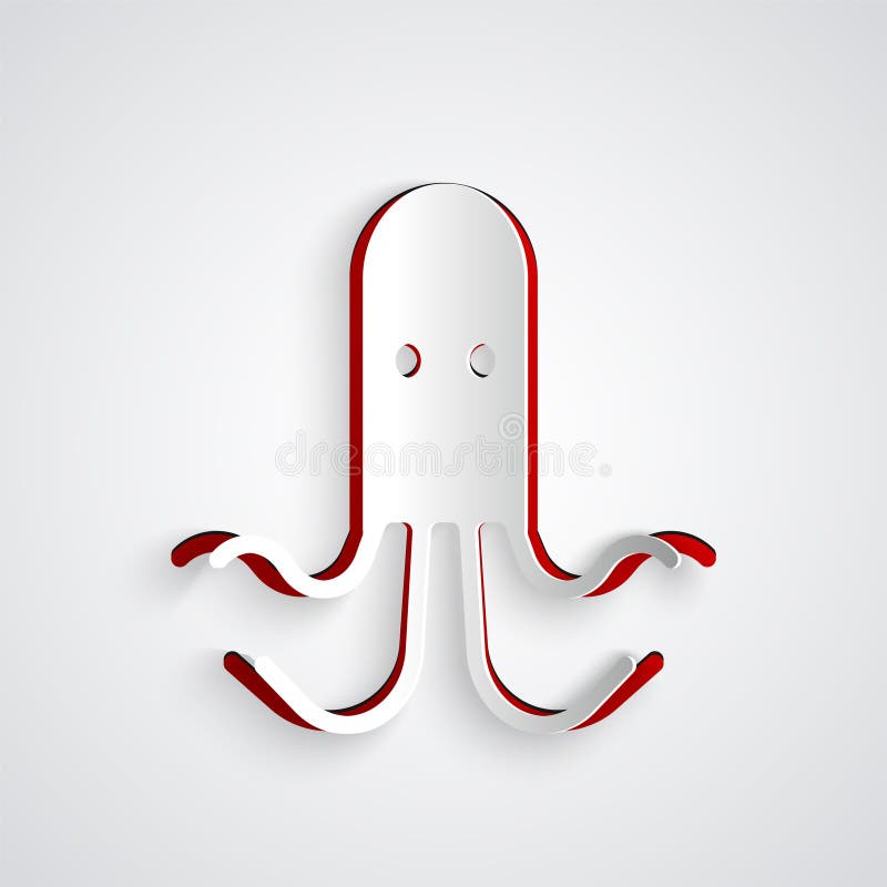 Paper Cut Octopus Icon Isolated on Grey Background. Paper Art Style ...
