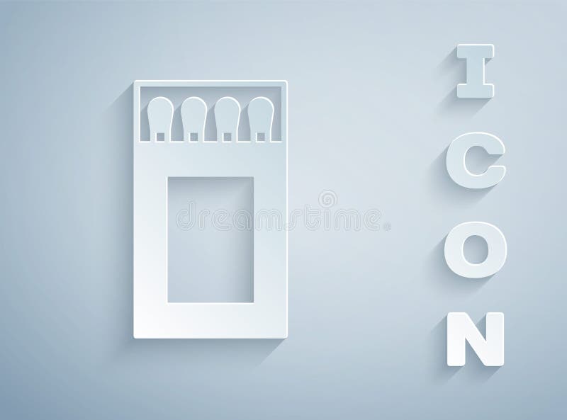 Paper Cut Open Matchbox and Matches Icon Isolated on Grey Background ...