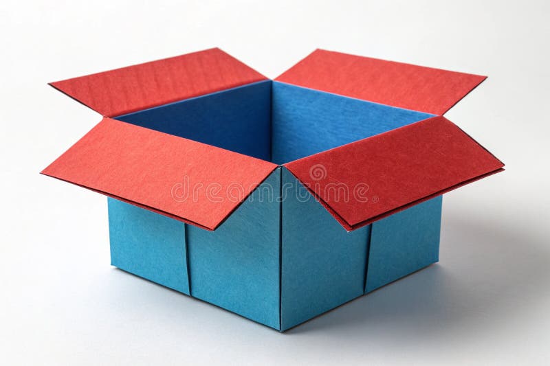 A Paper Cut Out of a Box with Red and Blue Paper - Generated by Ai ...