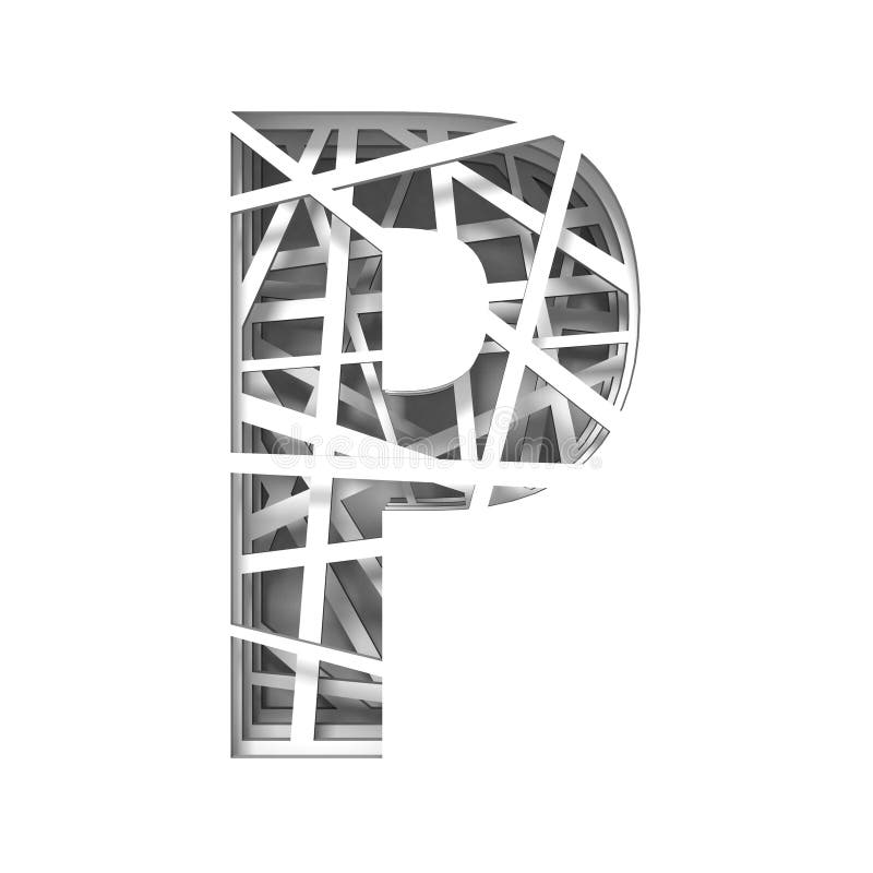 Paper Cut Out Font Letter P 3D Stock Illustration - Illustration of ...