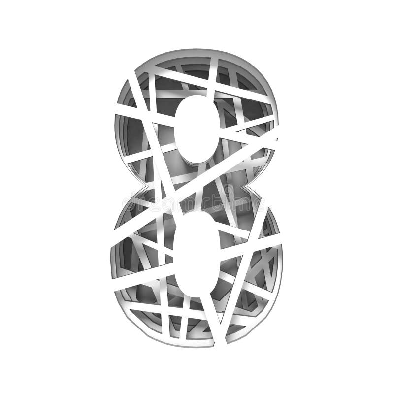 Paper Cut Out Font Number EIGHT 8 3D Stock Illustration - Illustration ...