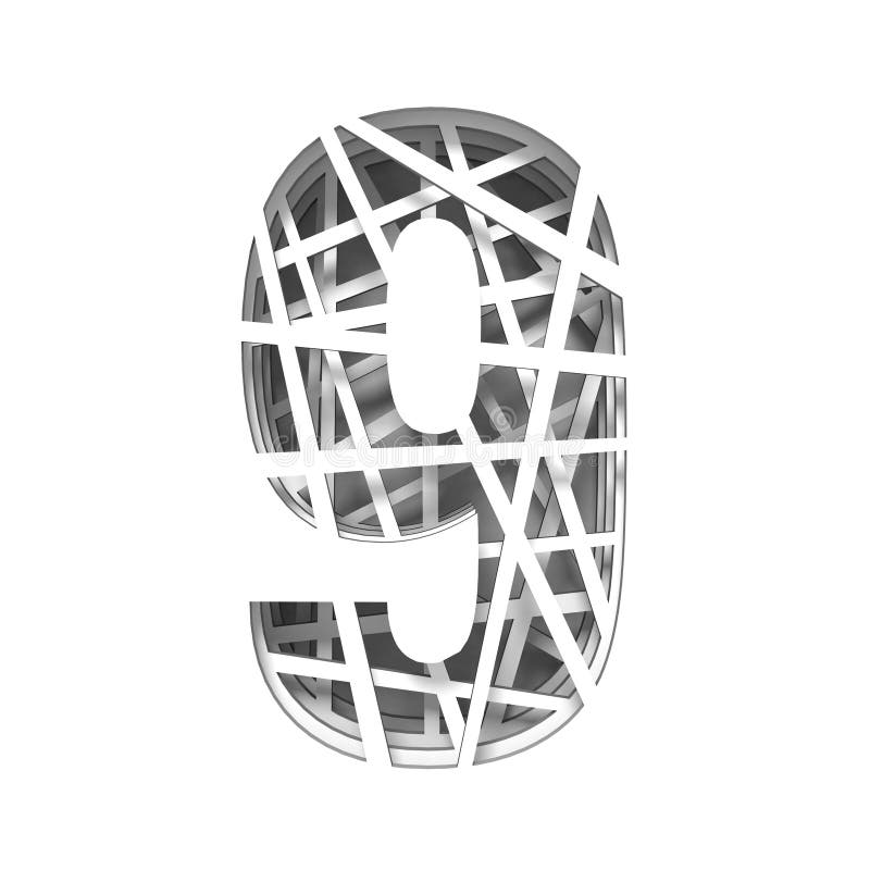 Paper Cut Out Font Number NINE 9 3D Stock Illustration - Illustration ...