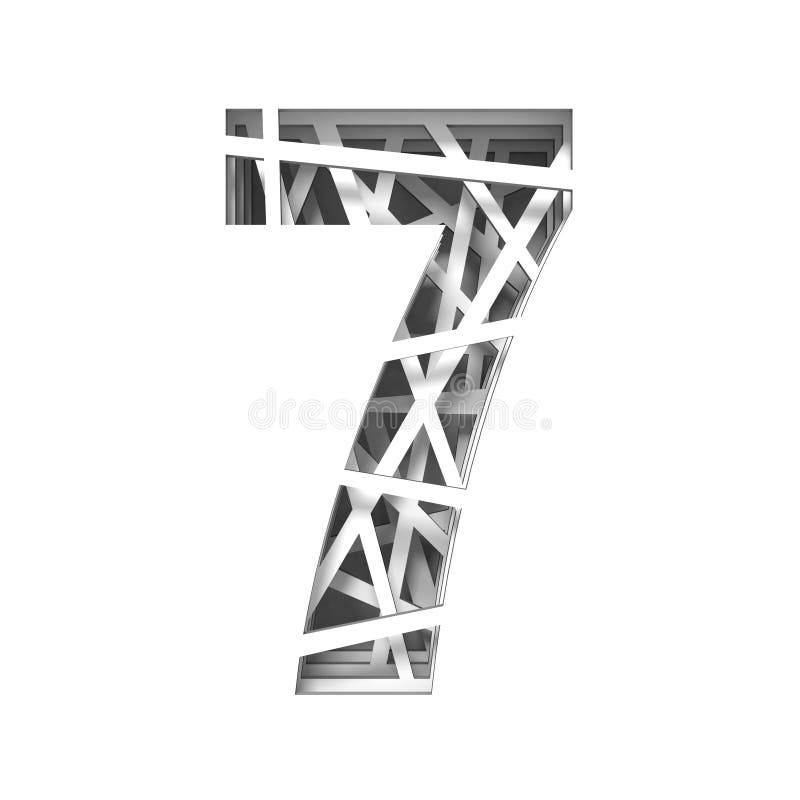 Paper Cut Out Font Number SEVEN 7 3D Stock Illustration - Illustration ...