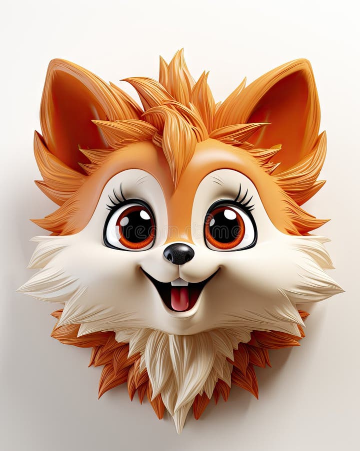 A Paper Cut Out of a Fox Head with Big Eyes. Generative Ai Stock ...