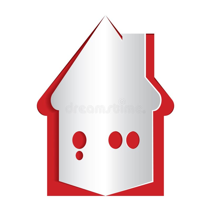 Paper Cut Out of a House. Vector Illustration Decorative Design Stock ...
