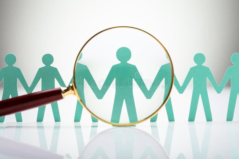 Human Figure Seen through Magnifying Glass Stock Photo - Image of ...