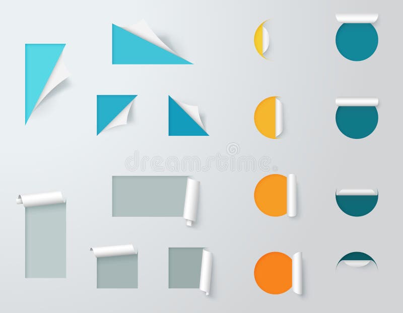 Paper Cut Out Labels Pealed Back Template 2 Stock Vector - Illustration ...