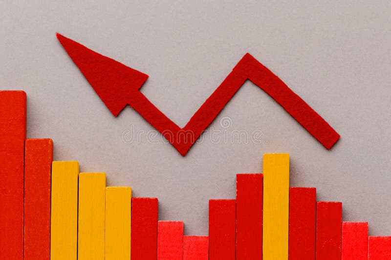 Paper Cut-out of a Red Arrow Pointing Upwards, Over a Graph Stock Image ...