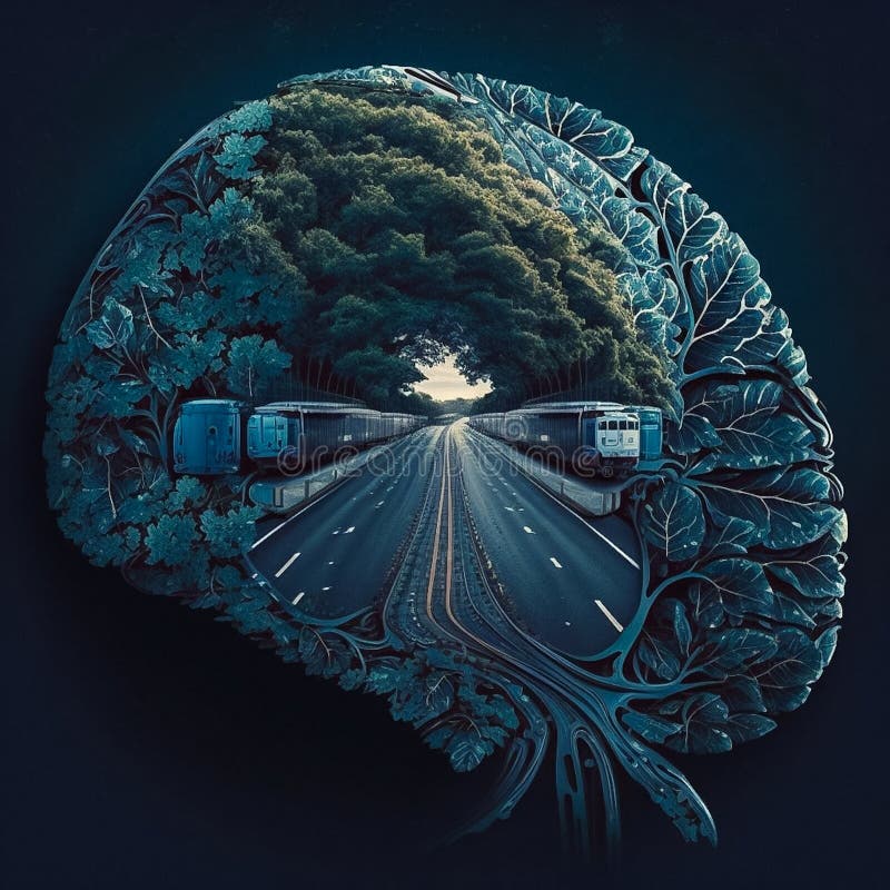 A Paper Cut Out of a Road with Trees on it Stock Illustration ...