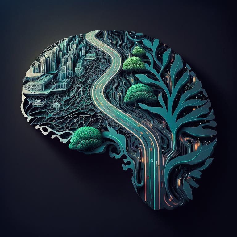 A Paper Cut Out of a Road with Trees on it Stock Illustration ...