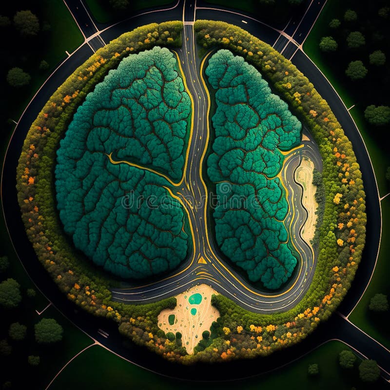 A Paper Cut Out of a Road with Trees on it Stock Illustration ...