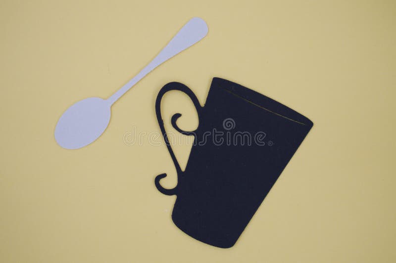 Paper Cut Out Silhouette of Mug and Spoon Stock Photo - Image of cutout ...