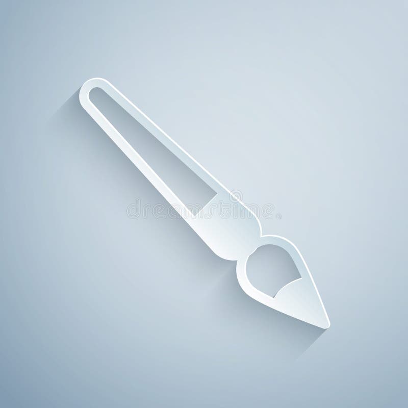 Paper Cut Paint Brush Icon Isolated on Grey Background. Paper Art Style ...