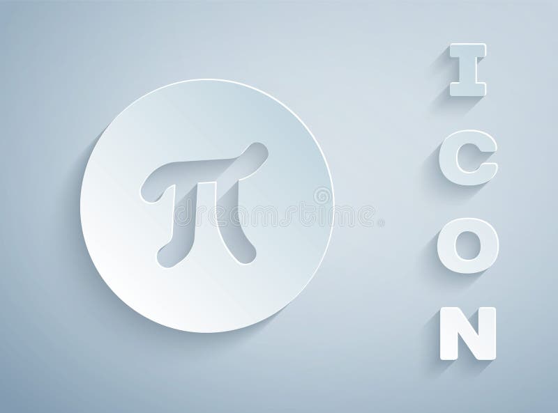 Paper Cut Pi Symbol Icon Isolated on Grey Background. Paper Art Style ...