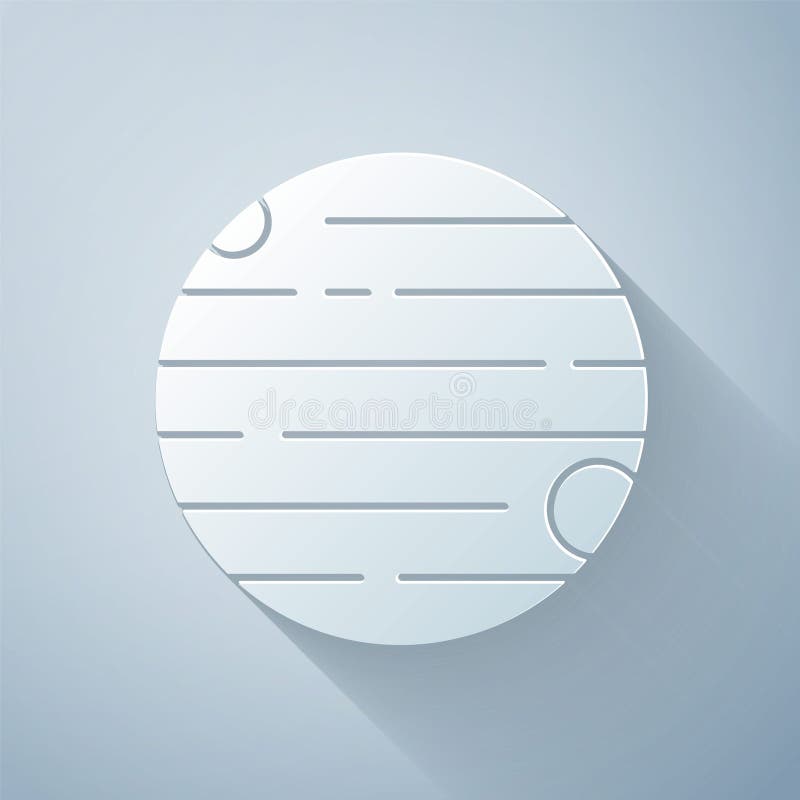 Paper Cut Planet Icon Isolated on Grey Background. Paper Art Style ...
