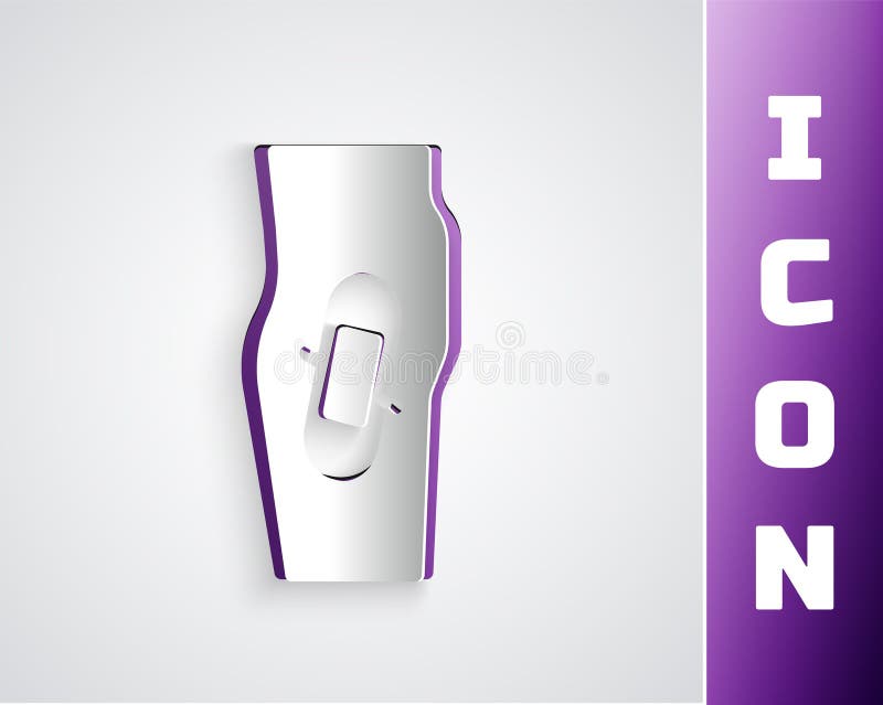 Paper Cut Plaster on Leg Icon Isolated on Grey Background. Paper Art ...