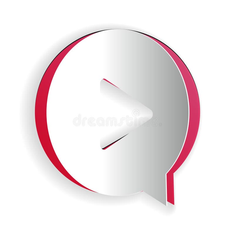 Paper Cut Play in Circle Icon Isolated on White Background. Paper Art ...