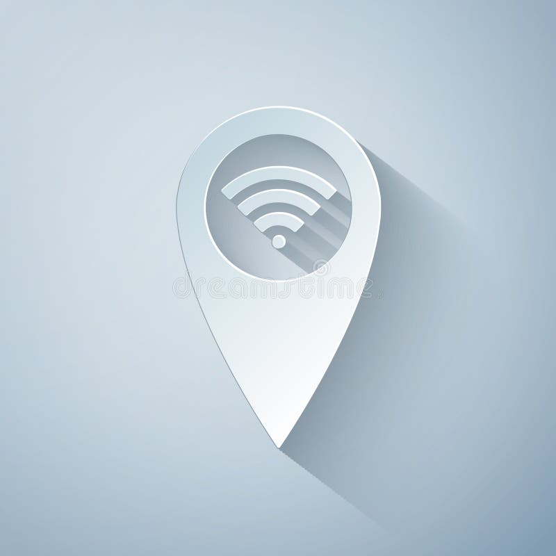 Paper Cut Pointer Map with Wifi Internet Signal Connection Icon ...
