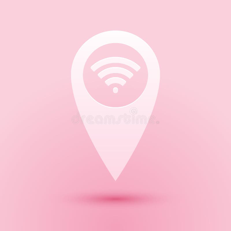 Paper Cut Pointer Map with Wifi Internet Signal Connection Icon ...
