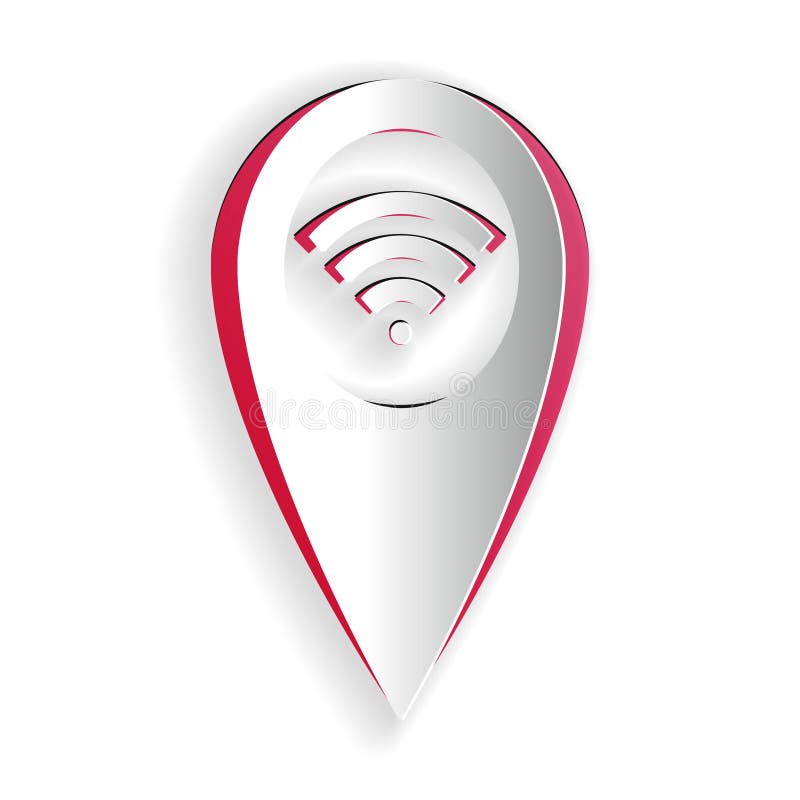 Paper Cut Pointer Map with Wifi Internet Signal Connection Icon ...